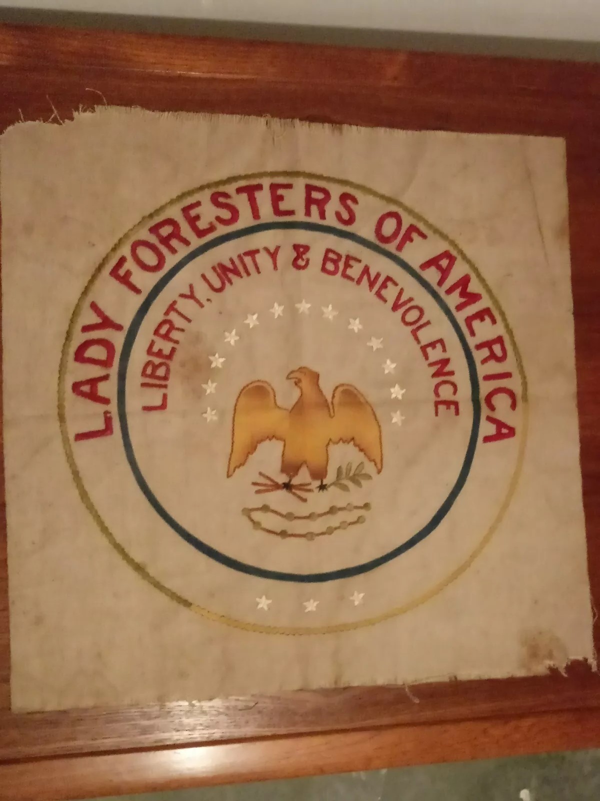 LADY FORESTERS OF AMERICA FLAG BANNER EAGLE AMERICANA LIBERTY UNITY ...