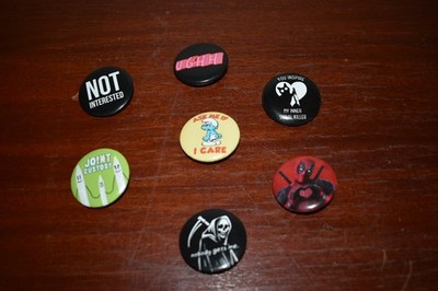 1 inch Pin Back Buttons Smurfs, Deadpool and Funny Memes In Good ...