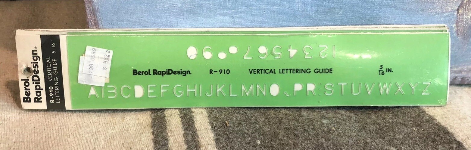 NOS BEROL RAPIDESIGN R-910 Vertical Lettering Guide 5/16” VINTAGE NOS 5 ...