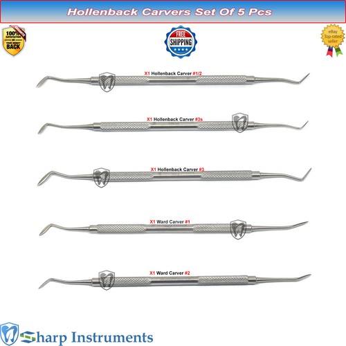 Hollenback Carvers # 1, 2, 3, 1/2, 3s Dental Instruments Double Ended ...