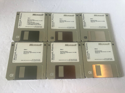 LOT of 6 3.5" Floppy Disk Microsoft Windows Series 1-6 Version 3.1 #F26 ...