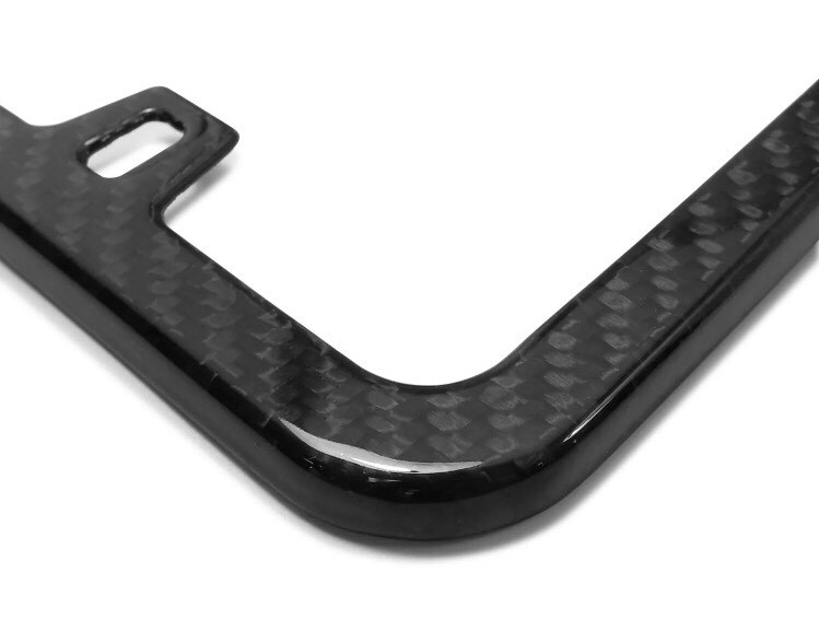 Black Real Carbon Fiber Finish 4 Holes Slim License Plate Frame w/ UV ...