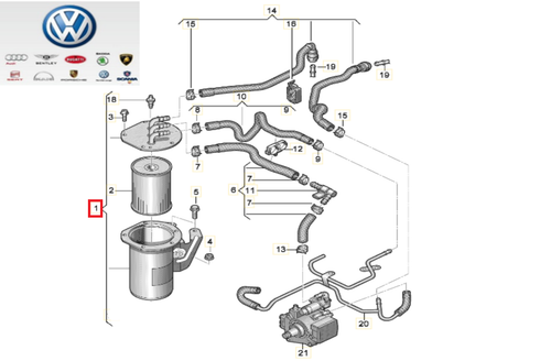 Original VW/Audi 5Q0127400F Fuel Filter With Housing Audi Ford Seat ...
