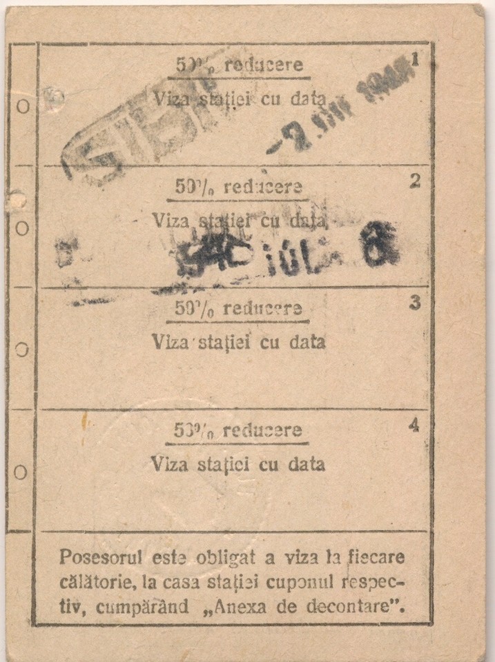 Romania ID Card Train Subscription Pass Ticket Railway 1948 | eBay
