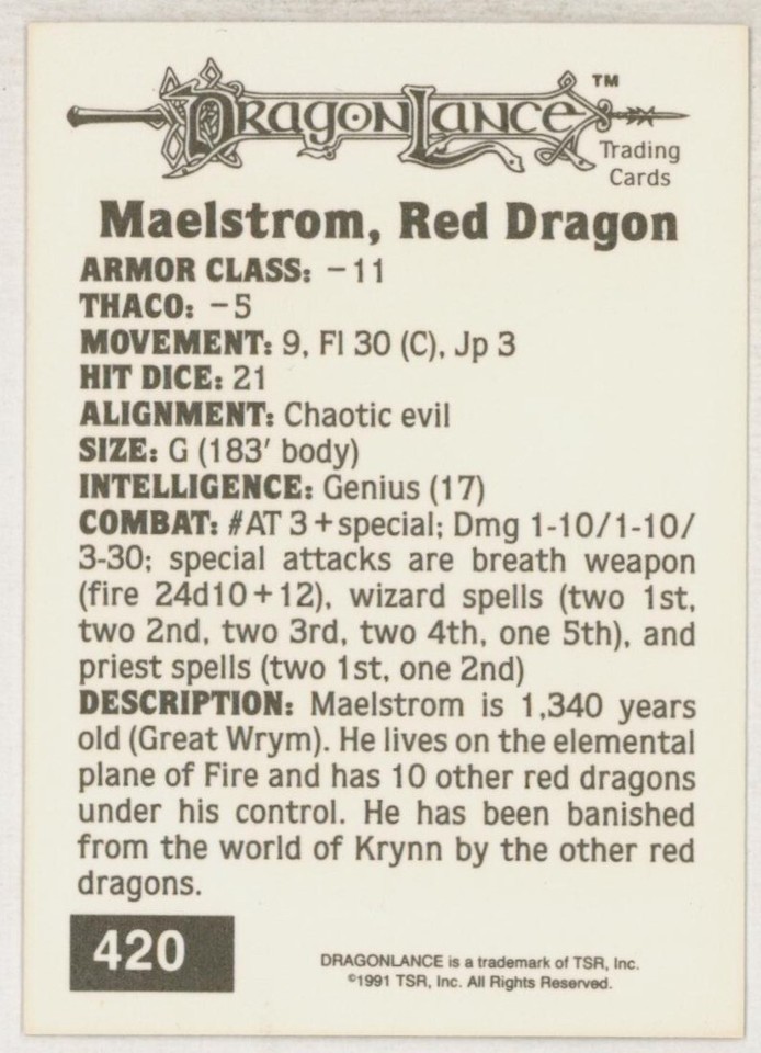 Signed Jeff Easley 1991 TSR AD&D Fantasy Art Card #420 Dragonlance ...