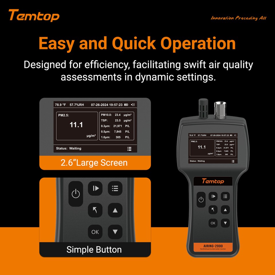 Temtop Handheld Particle Counter Particulate Monitor PM2.5,PM10,TSP ...