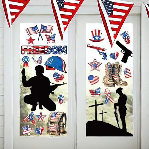gisgfim Window Clings Decor Memorial Day Window Stickers 4th America ...