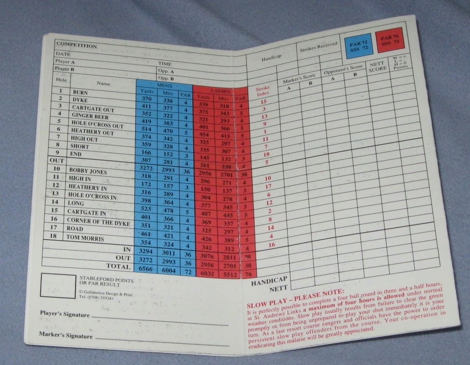 Vintage St. Andrews Scotland The Old & New Courses Scorecards & Golf ...