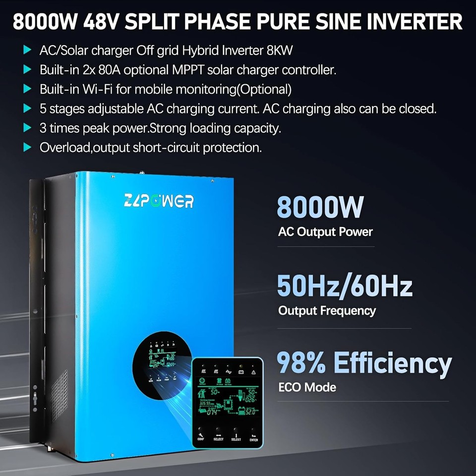 12000W 48V Peak 36000W Split Phase Pure Sine Wave Power Inverter Low ...
