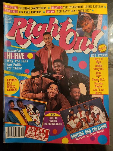 Vintage Right On Magazine December 1991 Featuring HI-FIVE | eBay