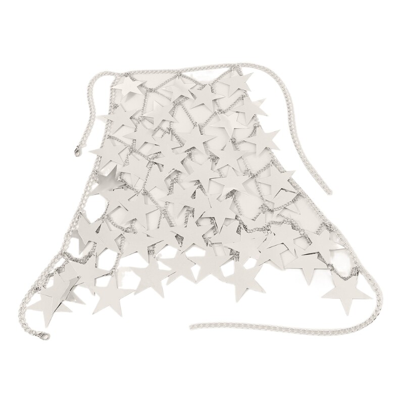 Womens Hollow Out Sparkly Star Sequins Body Chains Camisole Bra Skirt ...