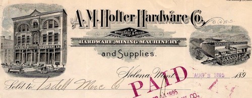 1895 A.M. Holter Hardware Co Mining Machinery & Supplies HELENA MT ...