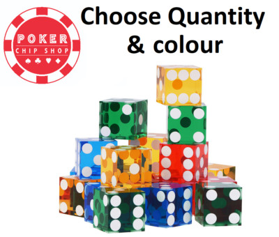 PERFECT 19MM PRECISION CASINO DICE / CRAPS STUNNING - 5 COLOURS ...