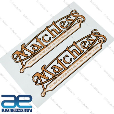For Matchless Motorbike Gold Decal Sticker Size 105mm X 65mm 2 Unit S2u ...