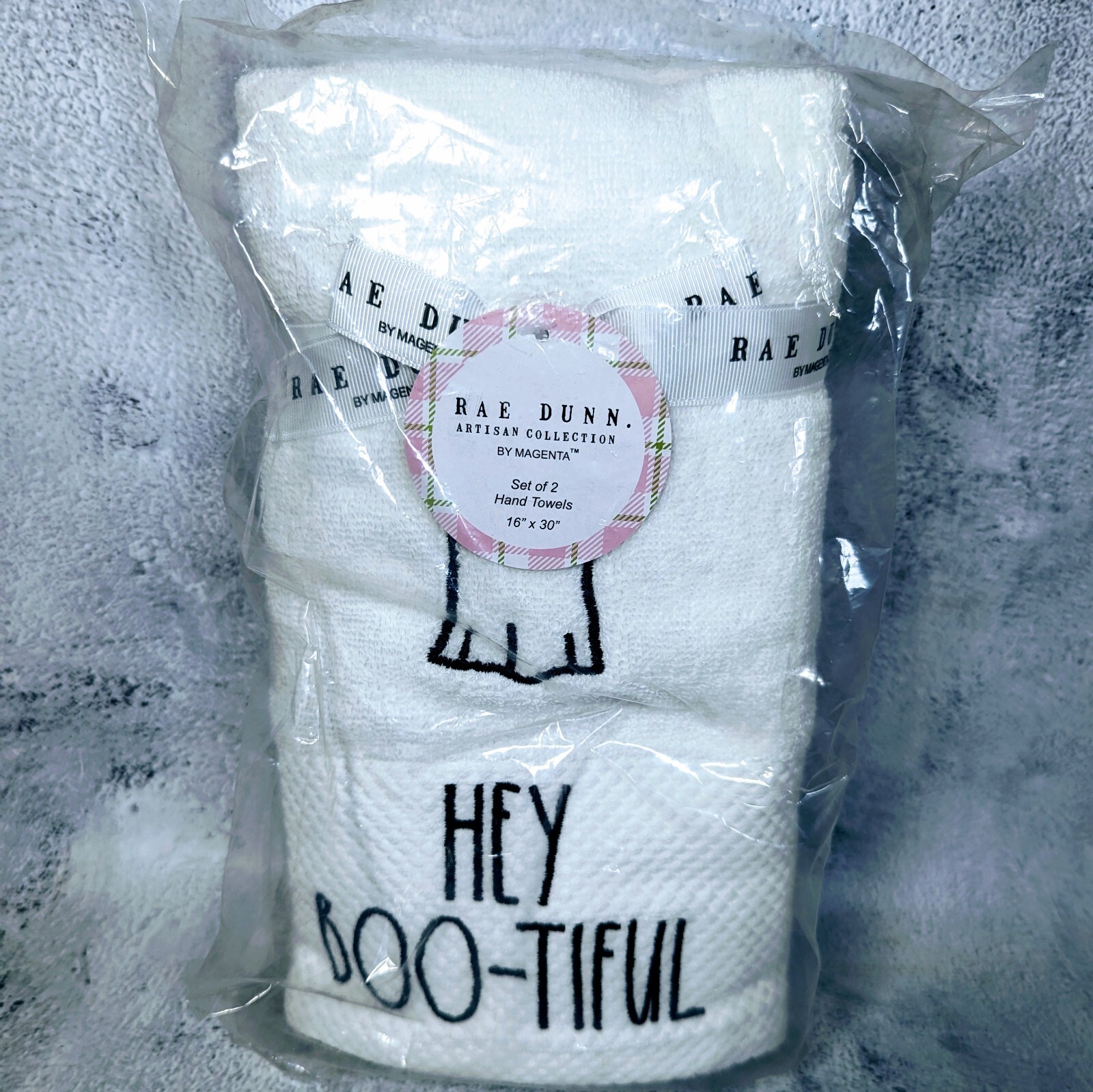 Rae Dunn White Halloween Hand Towels Set of 2" Hey Boo-Tiful" NEW | eBay