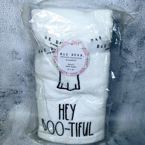 Rae Dunn White Halloween Hand Towels Set of 2" Hey Boo-Tiful" NEW | eBay