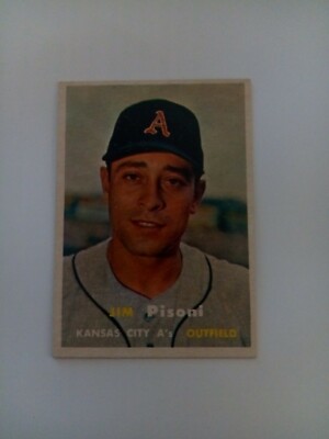 Jim Pisoni, 1957 Topps Baseball card # 402, Kansas City A's, outfield ...