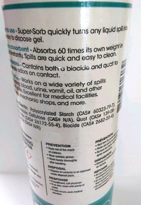 SUPER SORB INSTANT ABSORBENT 12 Oz | eBay