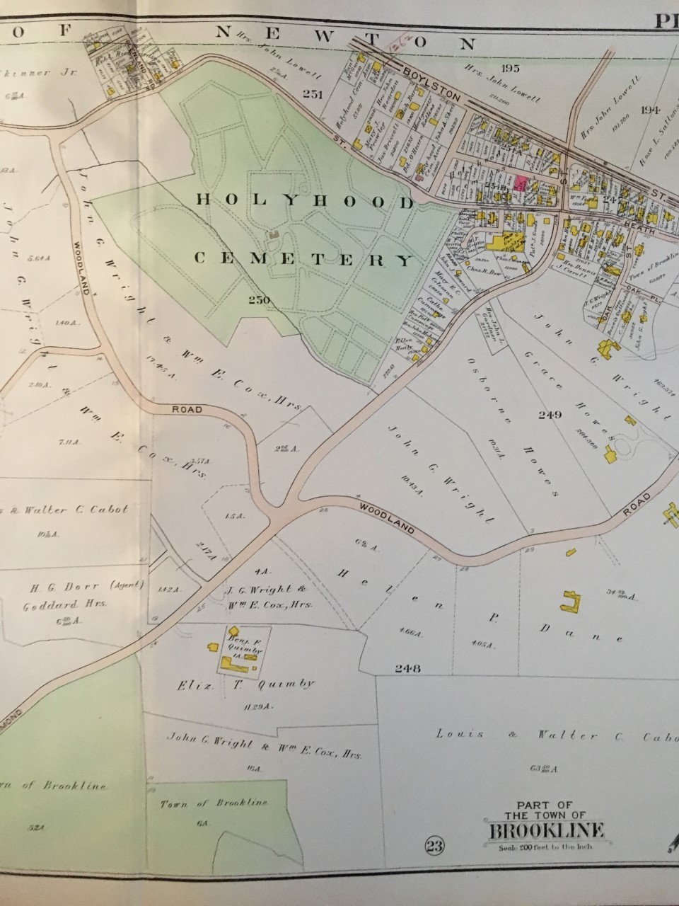 1907 BROOKLINE MA CHESTNUT HILL HOLYHOOD CEMETERY ATLAS MAP | eBay