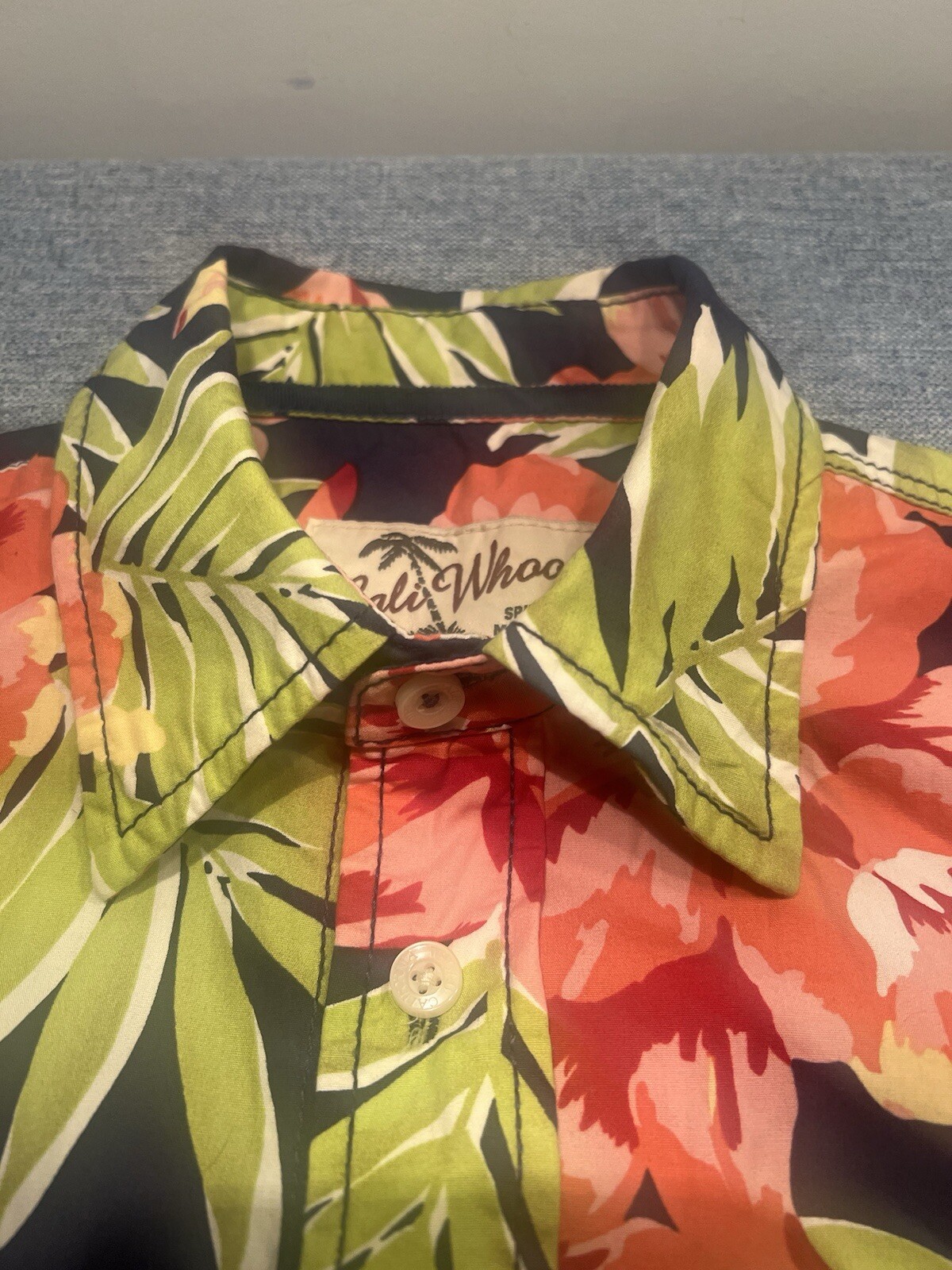 Hawaiian shirt for men Medium Cali Whoou Cotton Navy Green Red | eBay