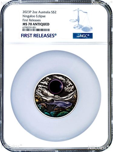 2023 Ningaloo Eclipse 2oz Silver Antiqued Colored Coin NGC MS70 FR | eBay