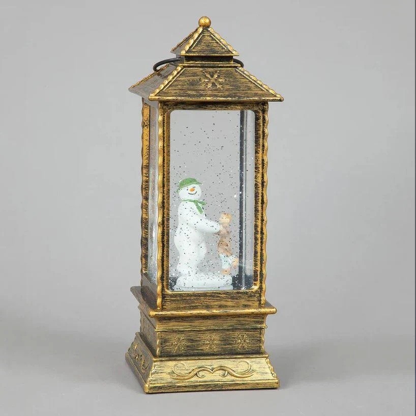 Snowtime Water Filled Christmas Copper Lantern with Snowman & James ...