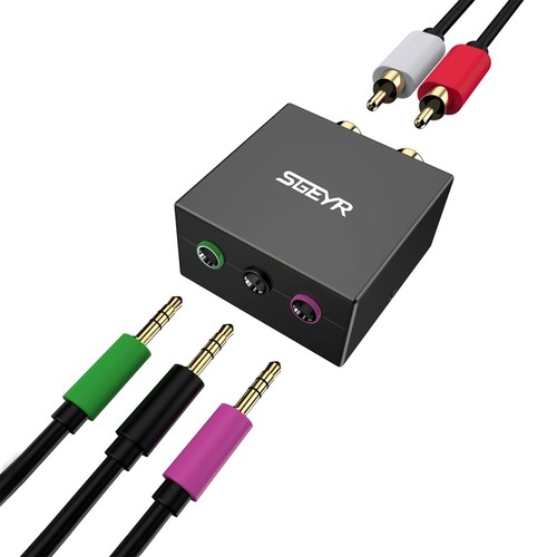 SGEYR 5.1 Audio Console Adapter Convert Stereo RCA to 3 x 1/8 (3.5mm ...