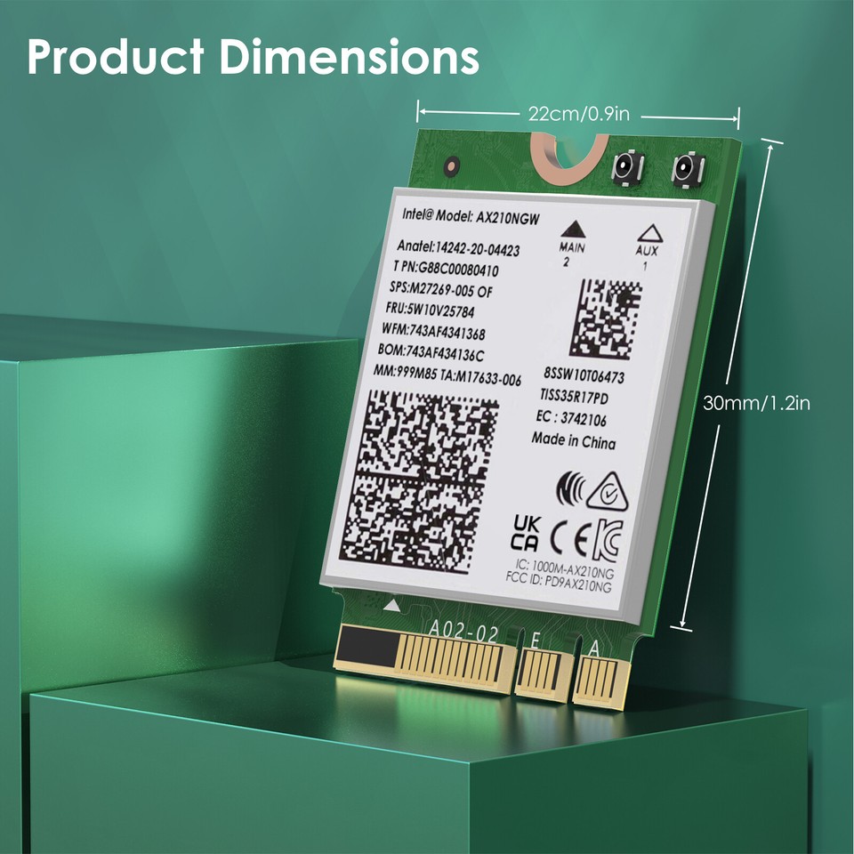 WiFi6E Wireless Card Intel AX210 Tri-Band 5400Mbps Network Adapter ...
