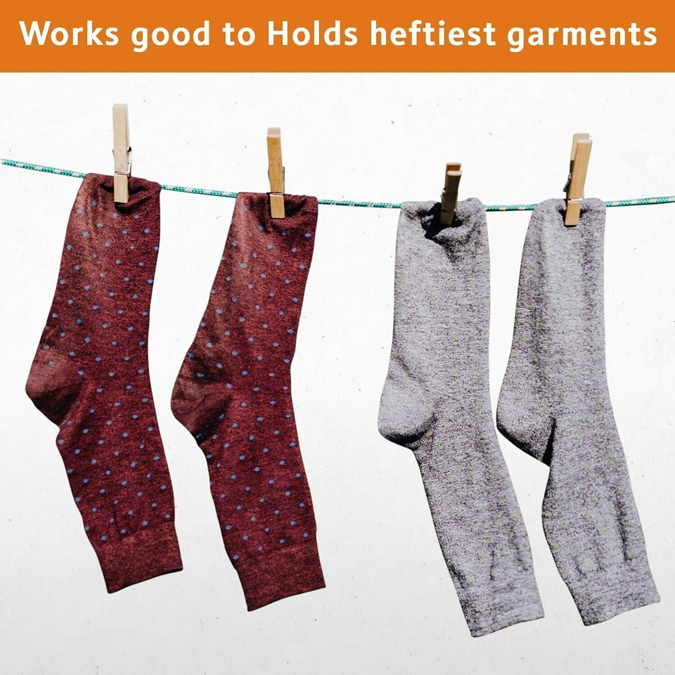 Wooden Clothes Pegs Clips Pine Washing Line Airer Dry Line Wood Peg ...