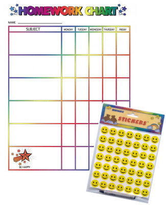 Homework Chart with Reusable Smiley Face Stickers | eBay