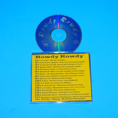 1998 ROWDY ROWDY MIX CD w/ THREE-6-MAFIA, MATER P, EIGHTBALL & MJG, ICE ...