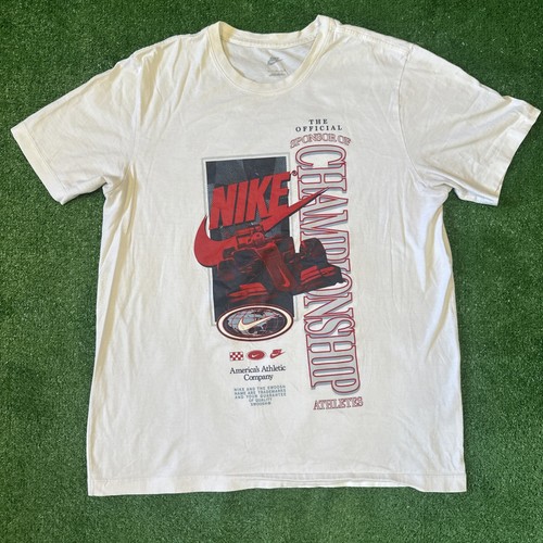 Nike Short Sleeve Shirt Mens Large Formula 1 Swoosh Logo Racing White ...