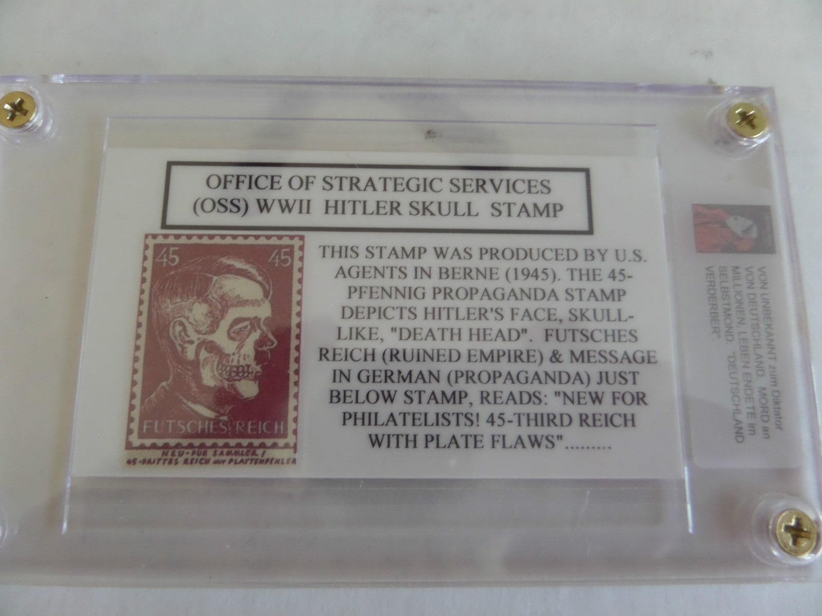 Nazi (OSS) 1945, 45-Pfennig Hitler Death Head Propaganda Stamp--Replica ...