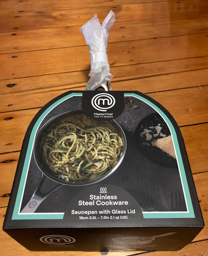 Coles MasterChef Saucepan with glass lid stainless steel 18cm 2 Litre ...