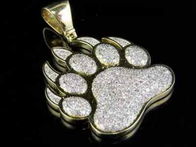 2Ct Round Cut Diamond Dog Paw Hip Hop Pendant 14k Yellow Gold Finish ...
