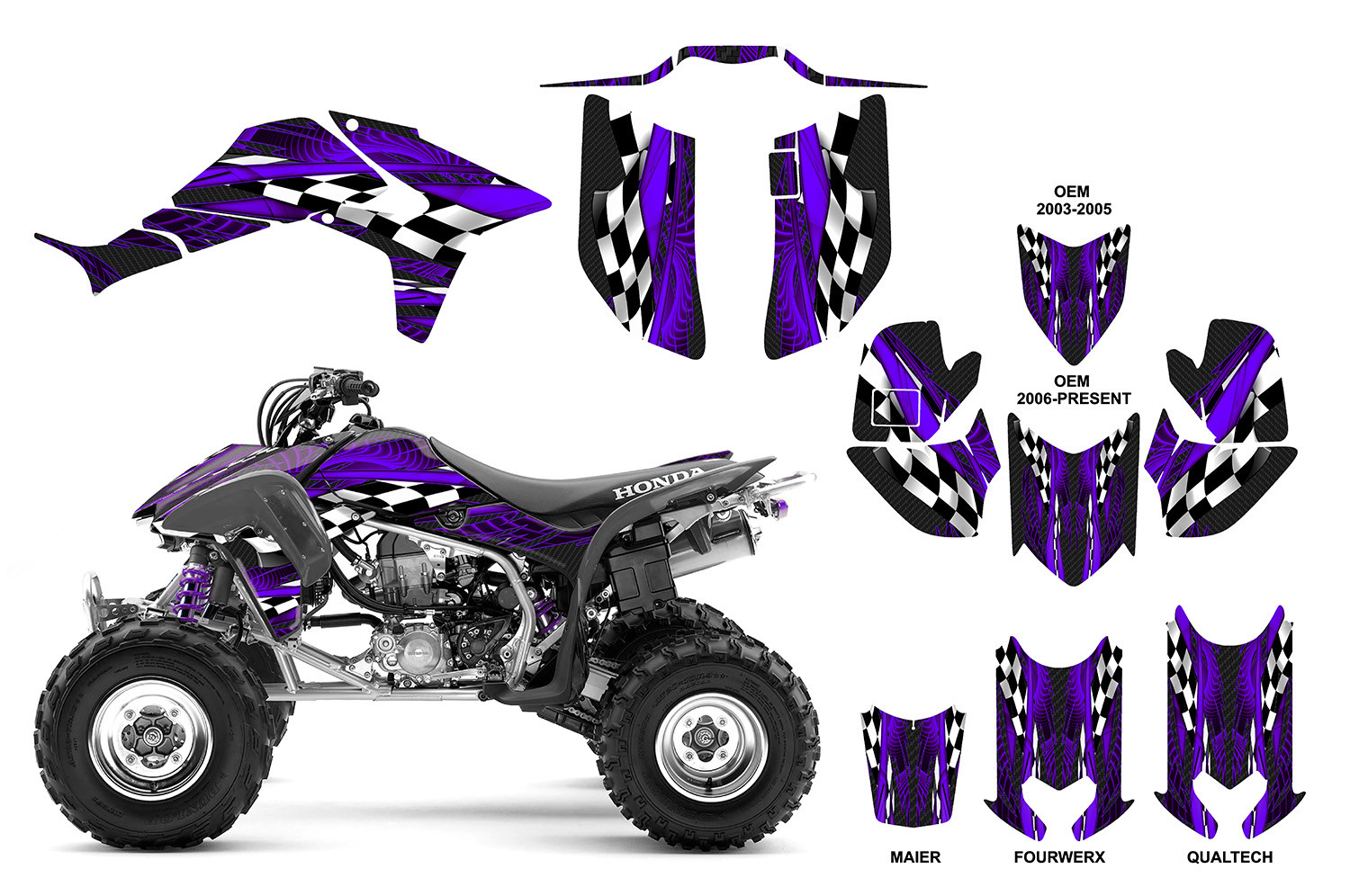 TRX 450R Graphic Kit with OEM, Fourwerx, Maier or Quadtech Hood #3500 ...