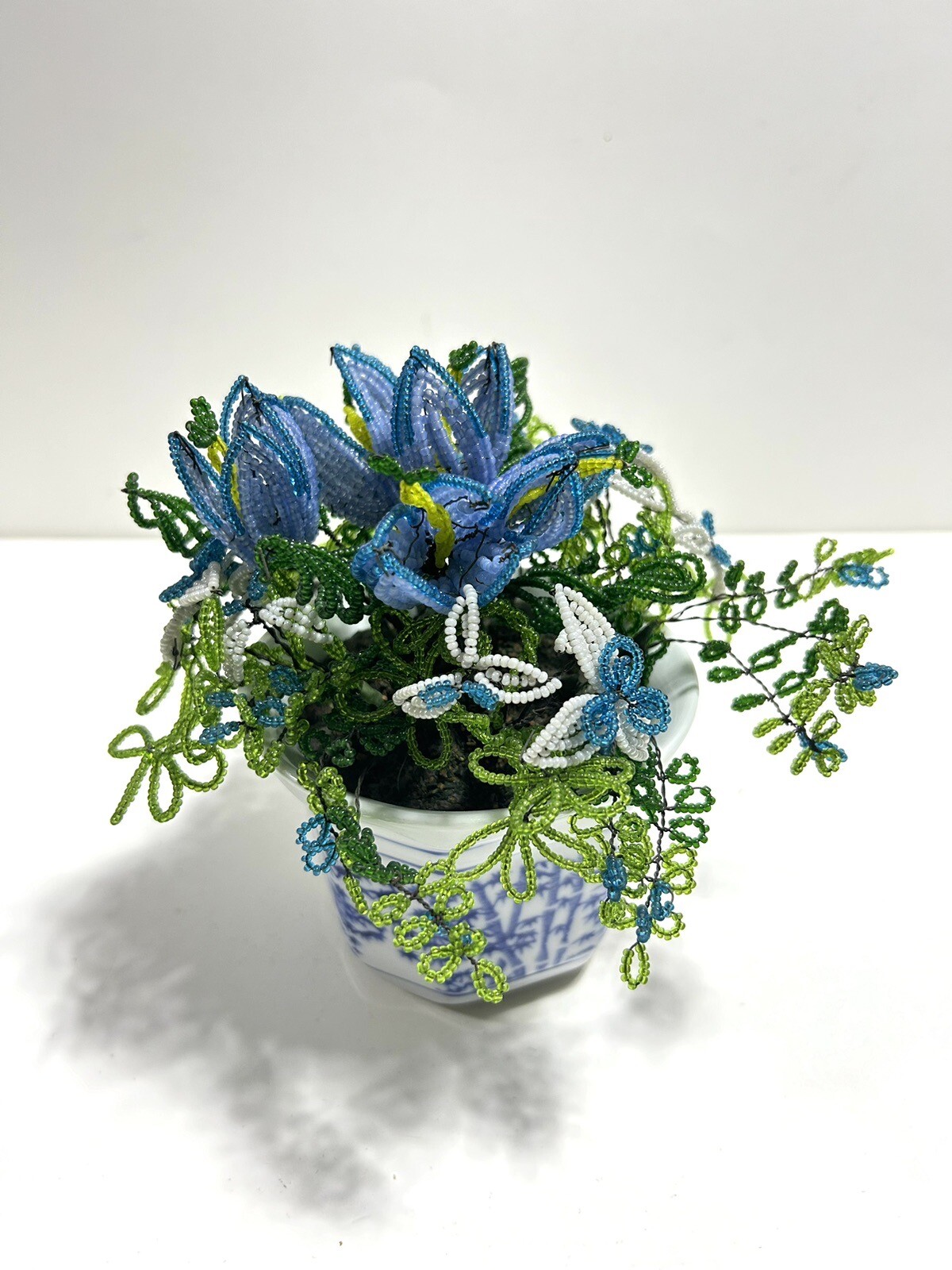 Vintage Beaded Flowers French Seed Bead Arrangement Multi Flower Stems ...