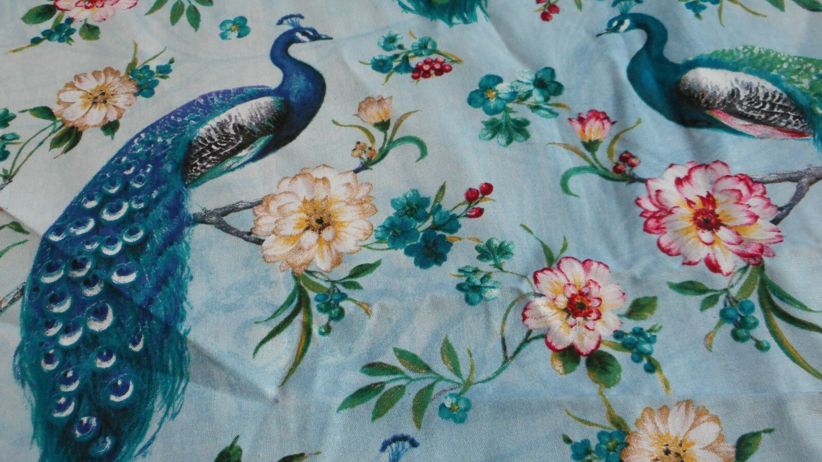Brand New Beautiful Peacock Fabric 100% Cotton by the 1/2 yard 18" x 44 ...