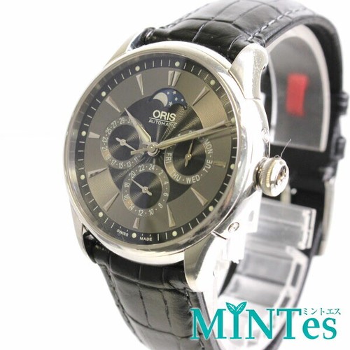Auth ORIS Artelier Moon Phase Men's Watch Automatic 7592 Silver Black ...
