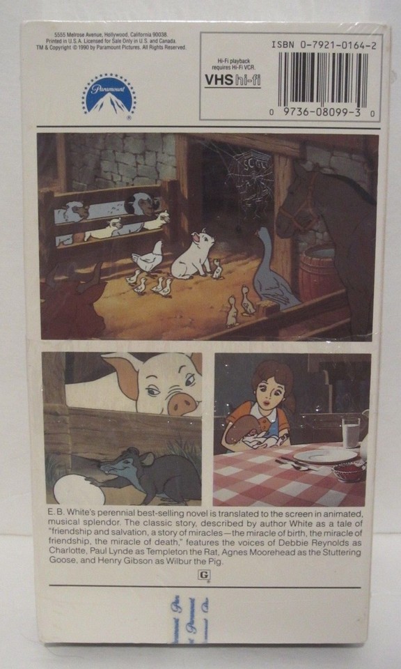 Charlotte's Web VHS 1973 1990 FULL LENGTH ANIMATED MOVIE Color New ...