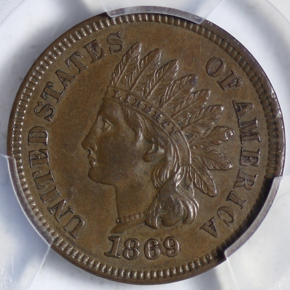 1869 Indian Head Cent Penny PCGS AU55 CAC! Amazing,Pristine Coin! STFNM ...