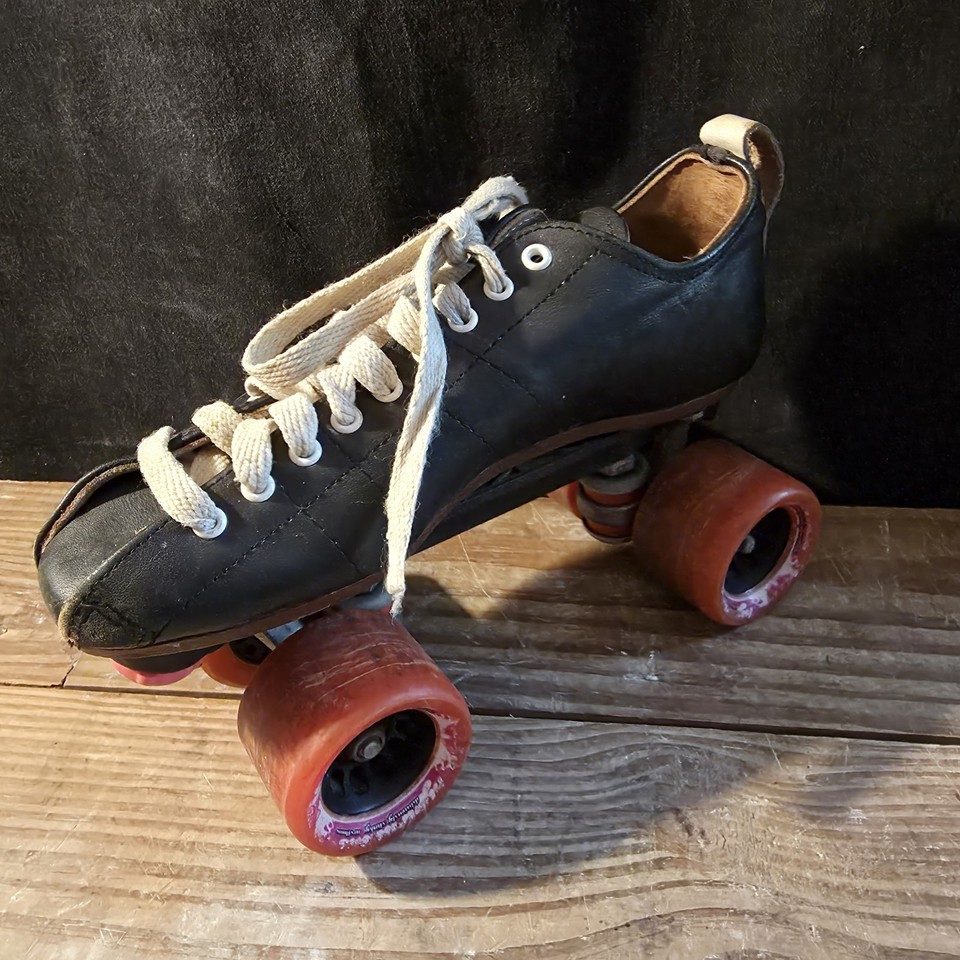 Riedell Grand Prix Vintage Speed Skates Men's Size 6.5 Black Red Wheels ...