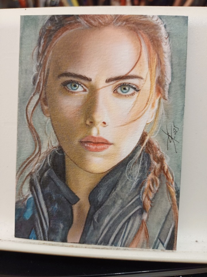 BLACK WIDOW AVENGERS STAR WARS ORIGINAL DRAWING PAINTING SKETCH CARD ACEO B207 | eBay