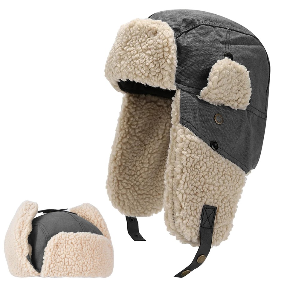 Warm Winter Russian Aviator Ushanka Trapper Hat with Ear Flaps for Men ...