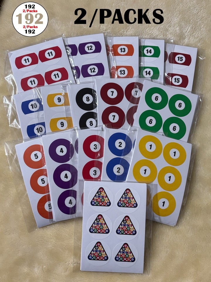 96 Billard Ball Stickers 30MM Round Pool Ball Stickers Billard Rack w ...
