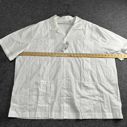 Cubavera Shirt Mens 4XL White Guayabera Camp 4 Pocket Button Front ...