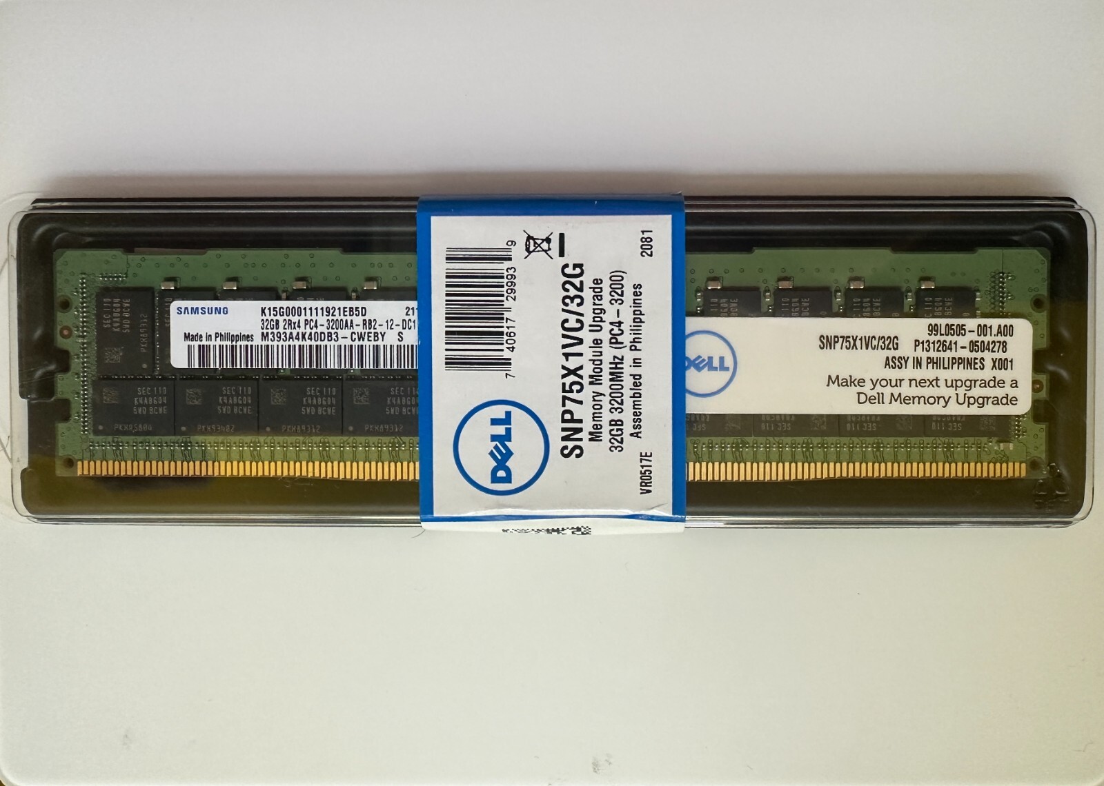 Dell Original 32GB PC4-25600 DDR4-3200Mhz 2Rx4 ECC RDIMM SNP75X1VC/32G ...