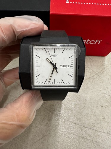 Swatch BIOCERAMIC WHAT IF…BLACK? Silicone Day-Date Watch SO34B700 BRAND ...
