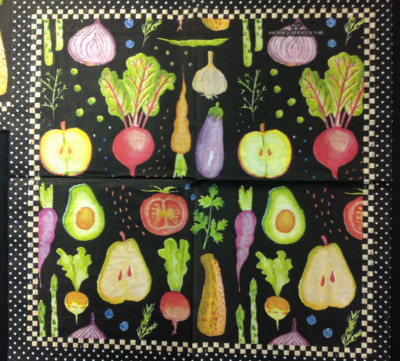 Mackenzie Childs Radish & Root Paper Cocktail Beverage Napkin (1) for ...