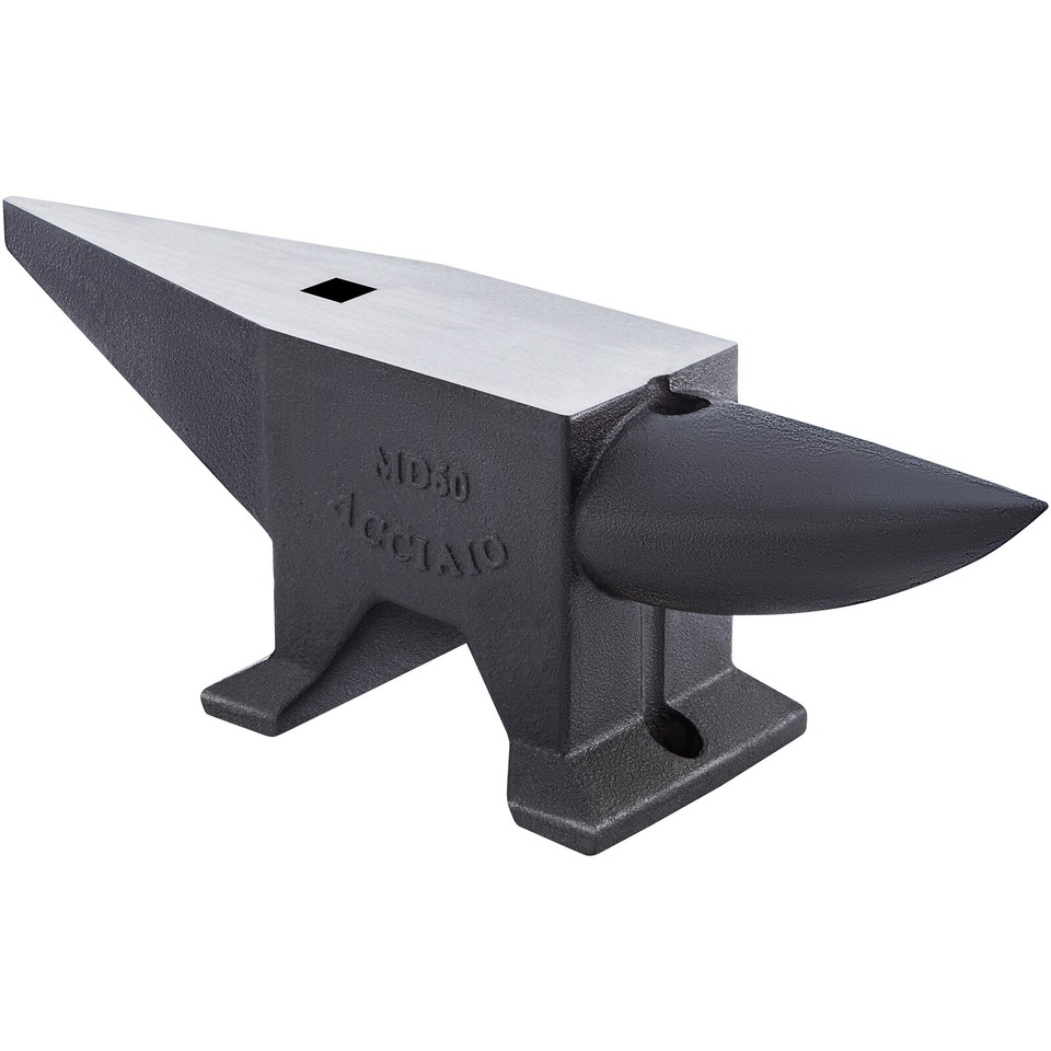 VEVOR Blacksmith Anvil Steel Round Horn Anvil 132lb 60kg 2 Holes for ...